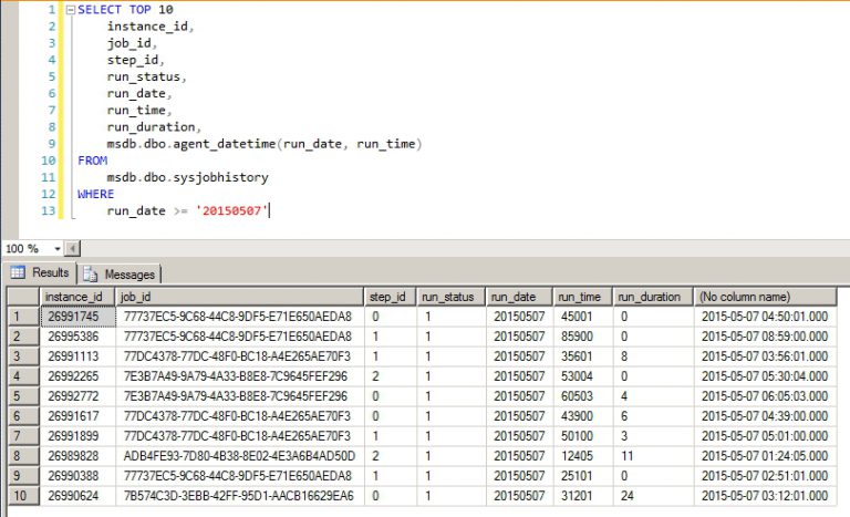 Como converter as colunas run_date e run_time da job_history para ...