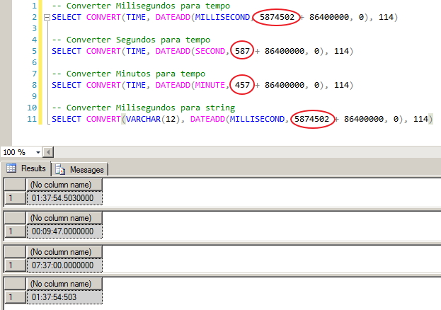 Como converter Milissegundos Segundos Ou Minutos Para TIME No SQL 
