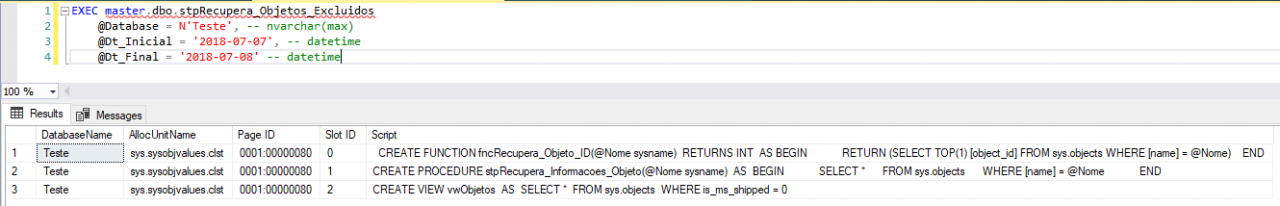 SQL Server - Como recuperar o código-fonte de objetos apagados (View, Stored Procedure, Function ...