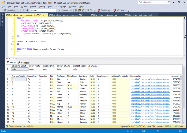 SQL Server - Como utilizar o EXECUTE AS para executar comandos como outro usuário (Impersonate ...