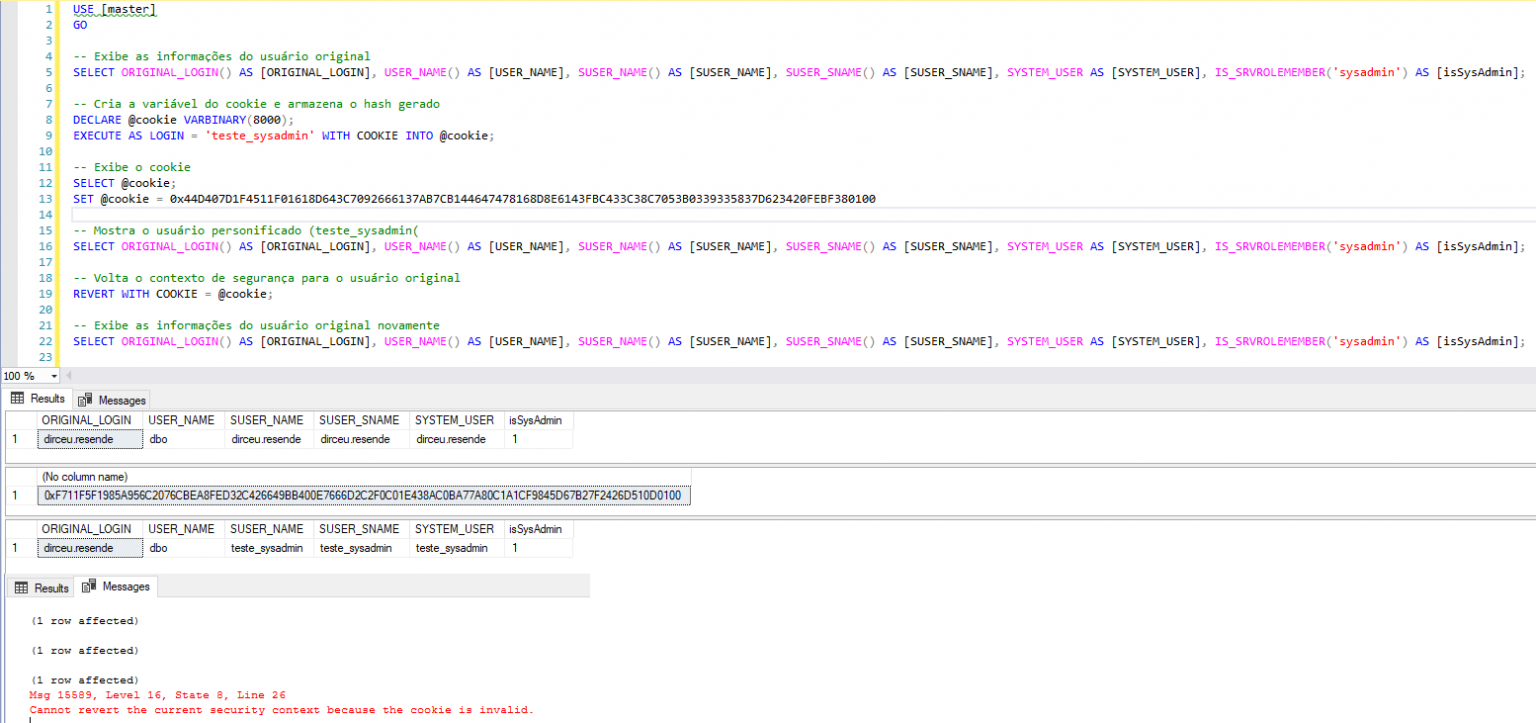 SQL Server - Como utilizar o EXECUTE AS para executar comandos como outro usuário (Impersonate ...
