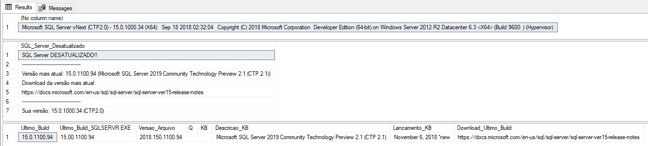 Seu SQL Server está atualizado ? Retornando a última versão do Service ...