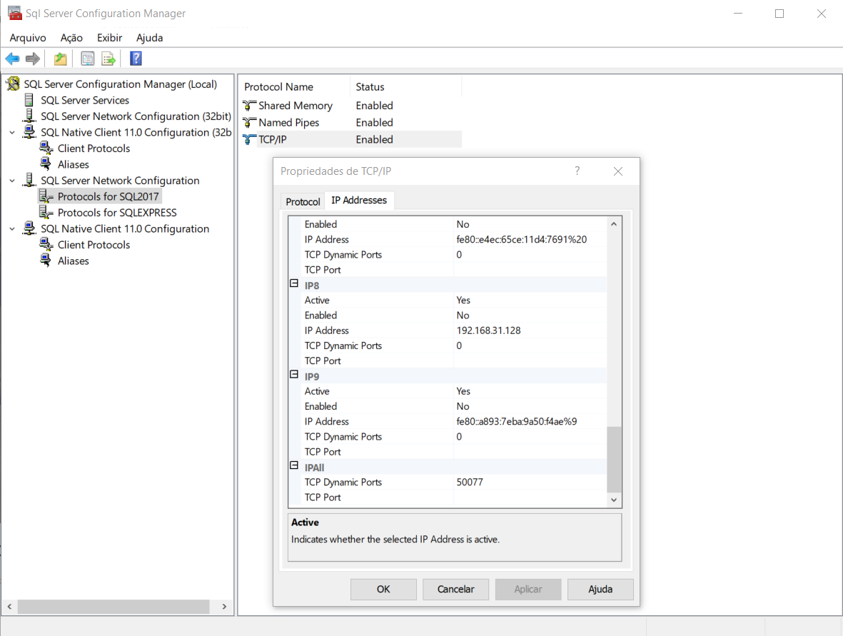 SQL Server - TCP Dynamic Ports vs TCP Port (Porta dinâmica x Estática ... SQL Server - TCP Dynamic Ports vs TCP Port (Porta dinâmica x Estática ...